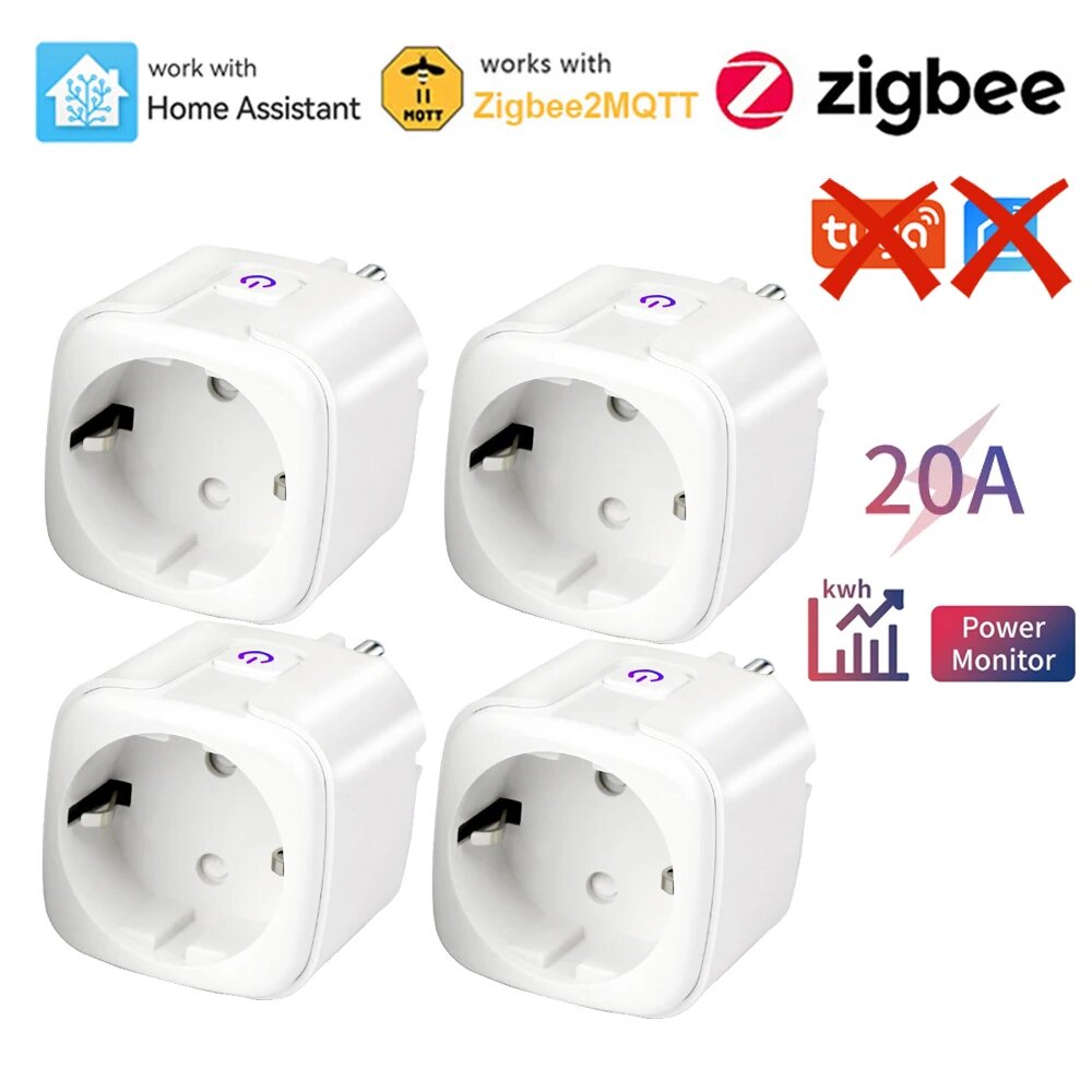 RYRA Zigbee умная вилка 20A/16A с монитором мощности