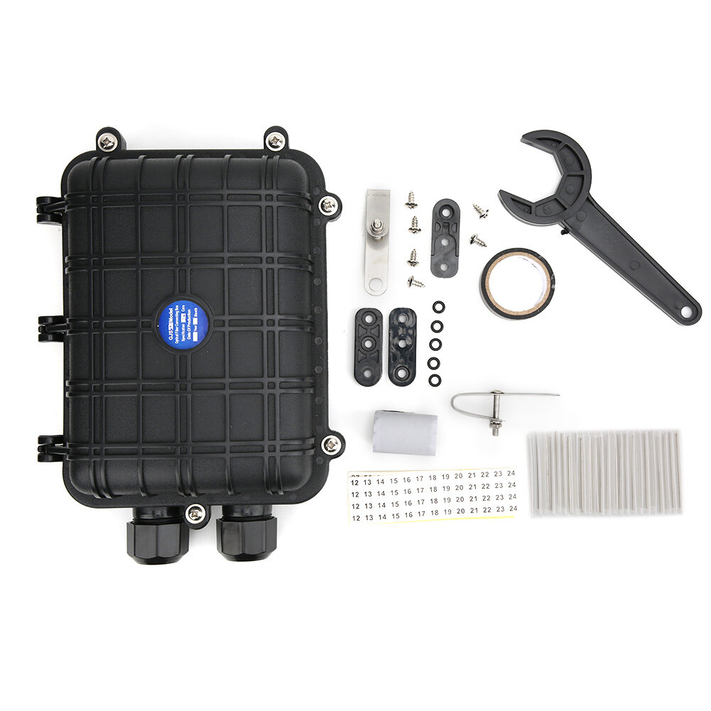 Горизонтальный корпус для сращивания оптоволокна 1 в 1, водонепроницаемая коробка для подключения оптоволоконного кабеля IP68, 24 ядра