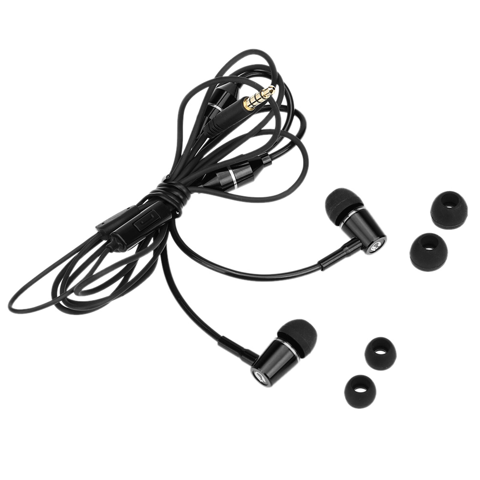 Гарнитура FC12 стерео-музыкальная с воздушной трубкой 3.5mm антирадиационная наушники вкладыши с микрофоном и регулятором громкости черного цвета для смартфонов настольных компьютеров ноутбуков планшетов ПК, диаметр диффузора 8мм, чувствительность