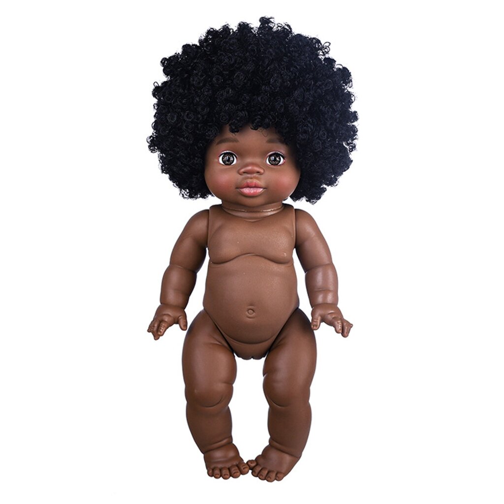 12-дюймовая мягкая резиновая кукла возрождения со взрывной головой African black baby милая детская успокаивающая кукла-черный-black muscle