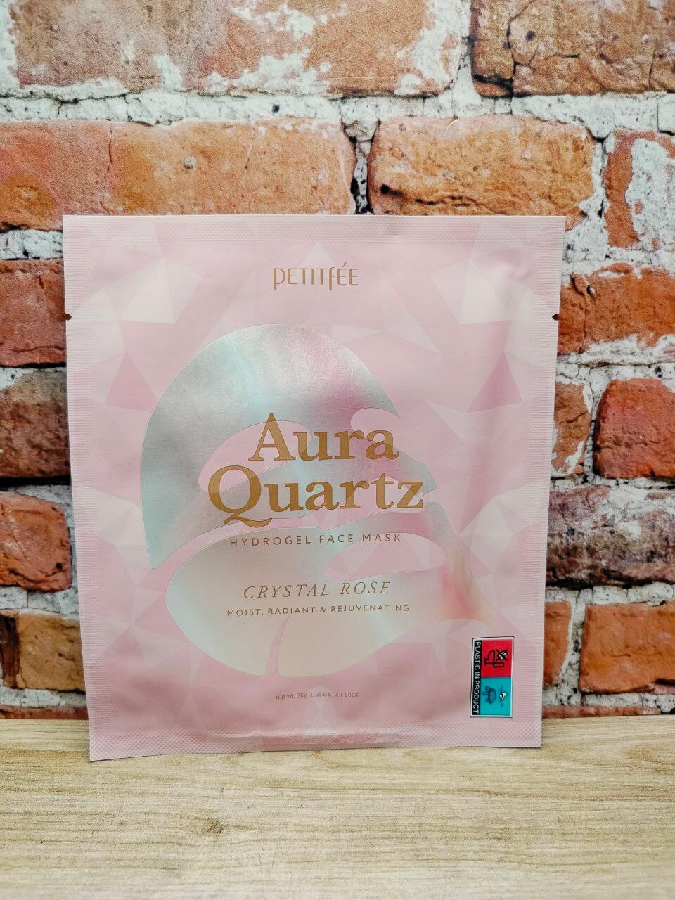 Petitfee Hydrogel Face Mask Aura Quartz Crystal Rose Гидрогелевая маска для лица с жемчужной пудрой для выравнивания тона лица 30 гр