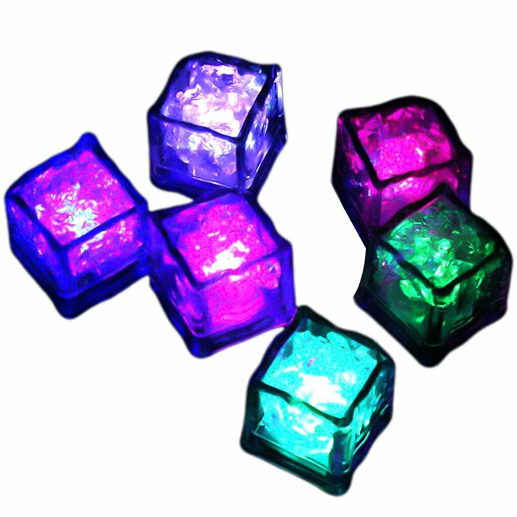 1 набор из 12 индукционных светящихся кубиков льда-красочный, медленно мигающий