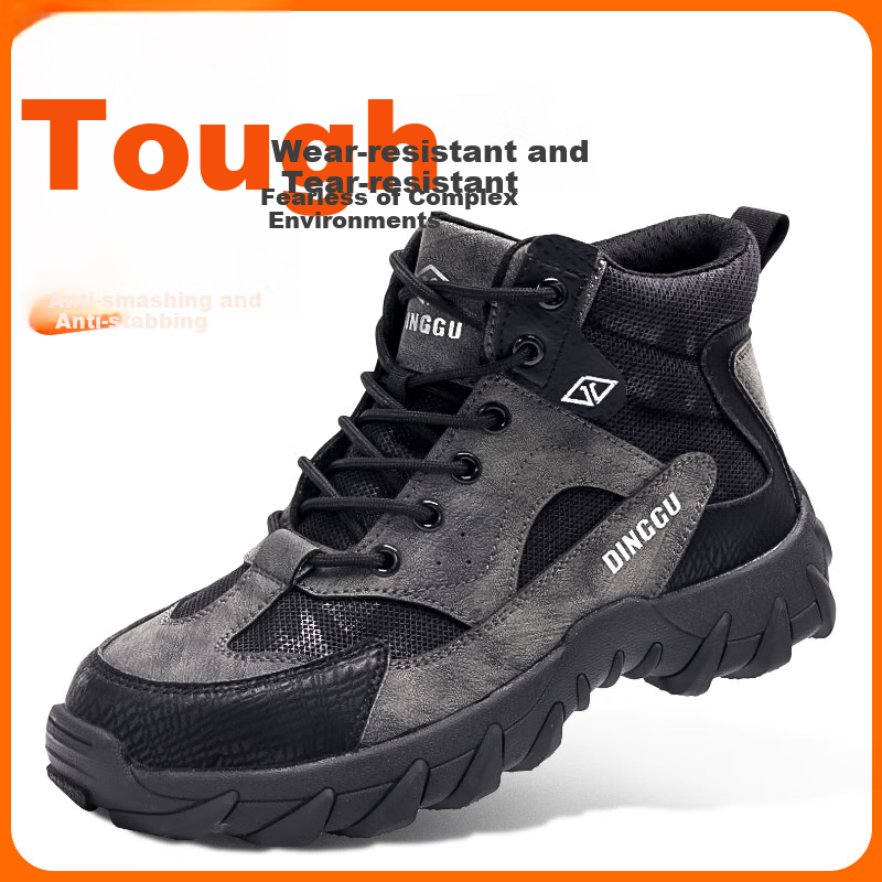 Dinggu Men's Steel Toe Work Boots High-top Safety Shoes with Anti-smashing and Anti-stab Features for All Seasons, Warm Lined, Model 1279huiGD40