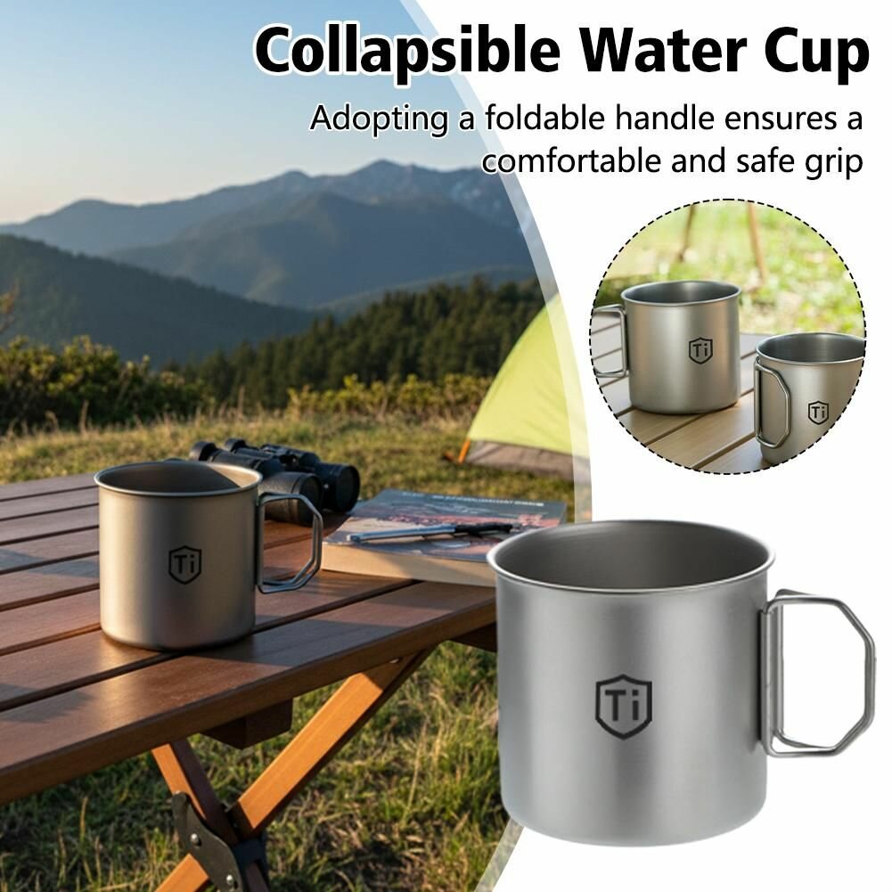 Складная титановая кружка объемом 220/550 мл, противоударная, портативная кружка для воды для кемпинга на открытом воздухе.
