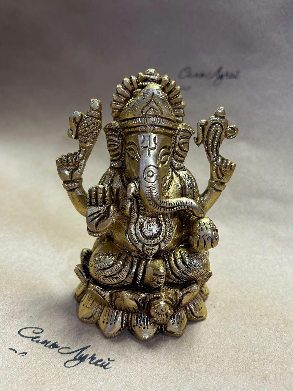 Статуэтка "Ганеша", бронза, 9,5 см, высота, золотистый цвет