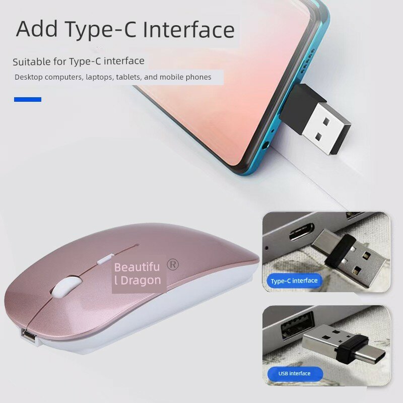 Беспроводная мышь Bluetooth с бесшумным механизмом, интерфейс Type-C, универсальная для ноутбуков Huawei, телефонов