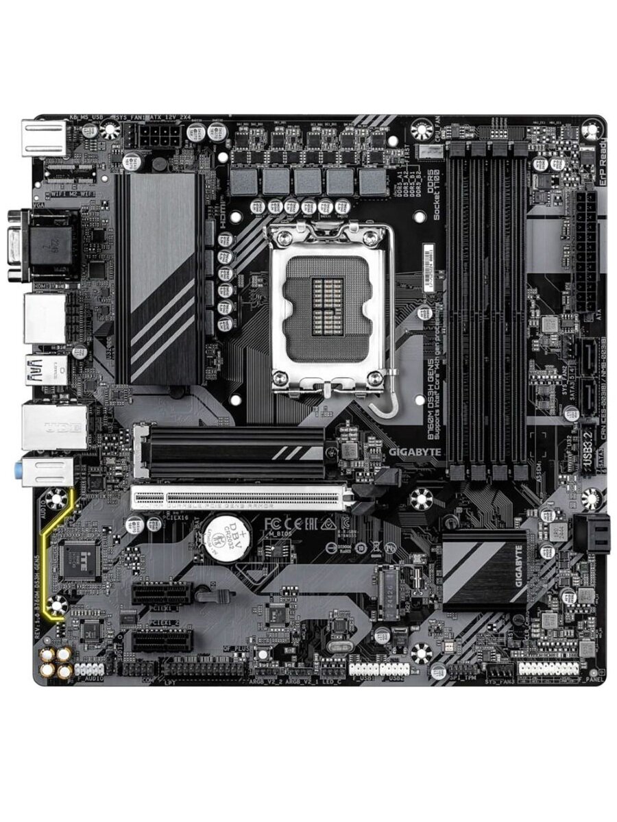 Материнская плата GIGABYTE B760M DS3H GEN5 Micro-ATX LGA1700 Intel B760 4xDDR5 (ГБ)