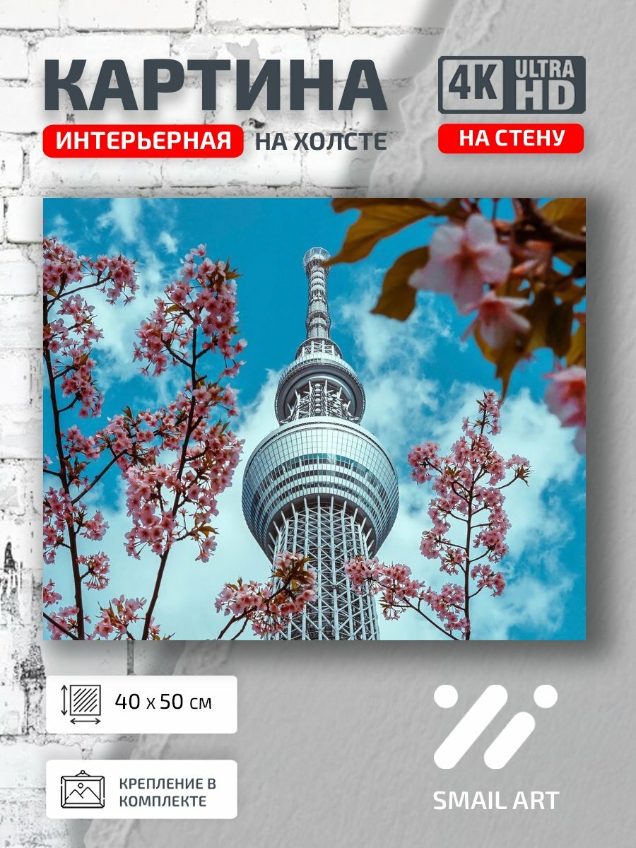 Картина на холсте интерьерная 40 на 50 на стену Япония City для кабинета урбанистика декор
