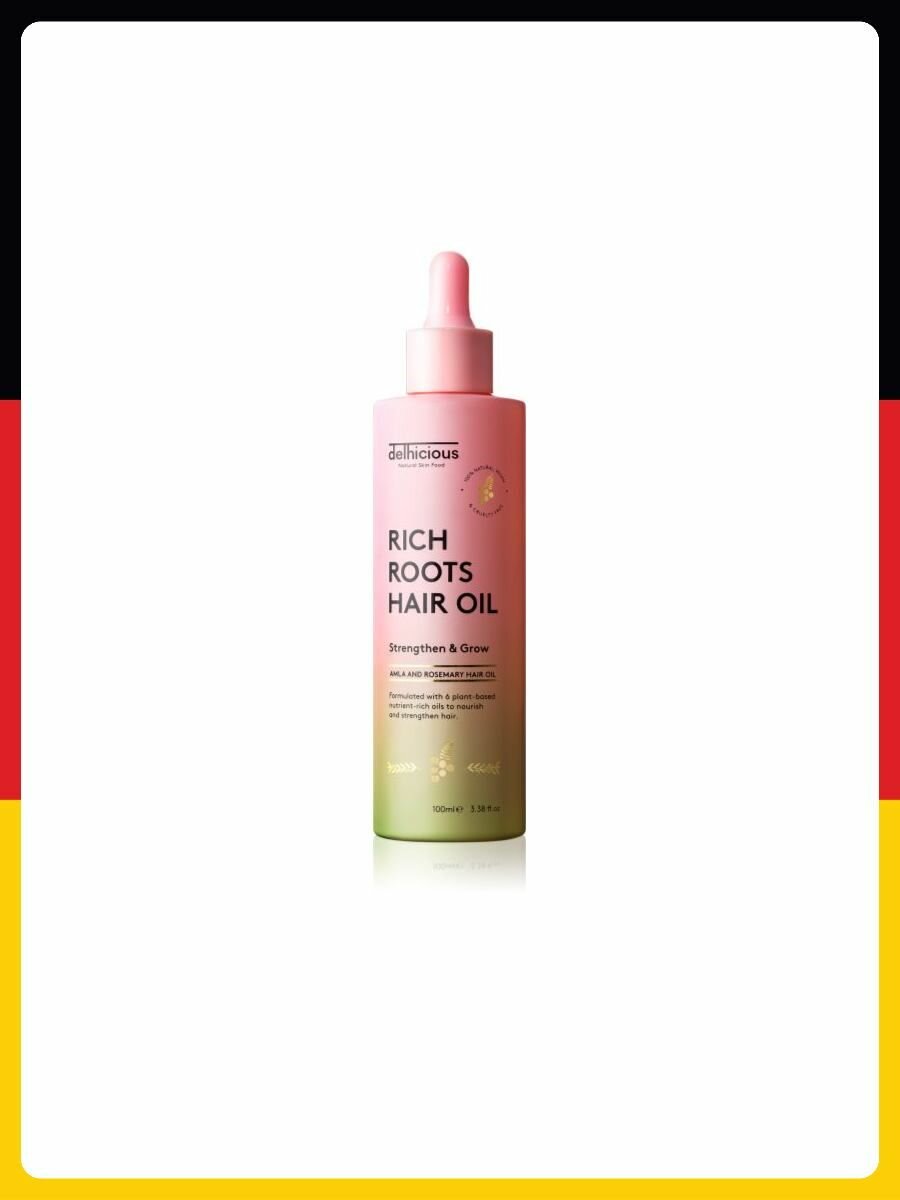 Маска для волос delhicious Rich Roots Amla & Rosemary Hair Oil moisturizing and soothing for dry and itchy scalp, 100 мл