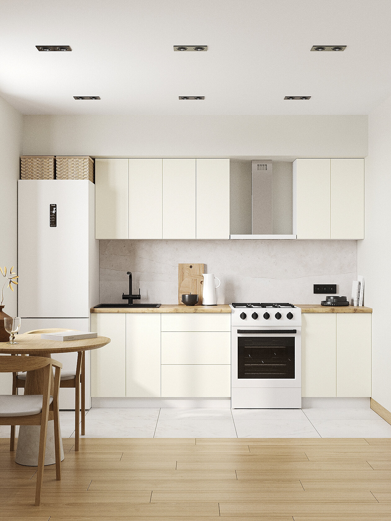 Кухонный гарнитур Тандем 1.8 м, мебель для дома и кухни, Белый / Меланж