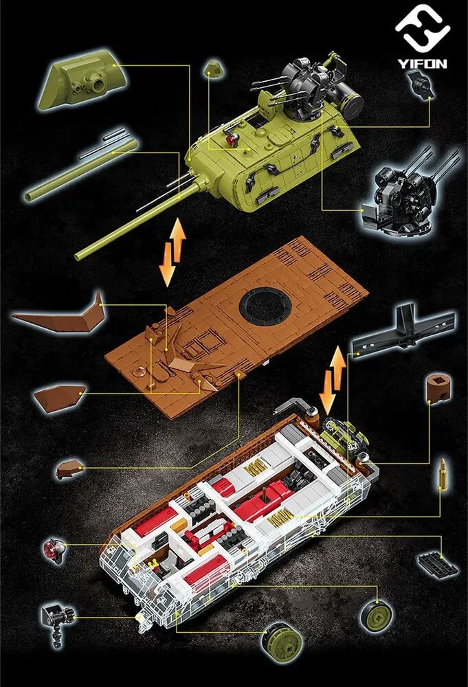 Конструктор YIFON Panzer VIII Maus Сверхтяжёлый танк Маус, 3339+ деталей, ABS пластик, радиоуправление — фото 1