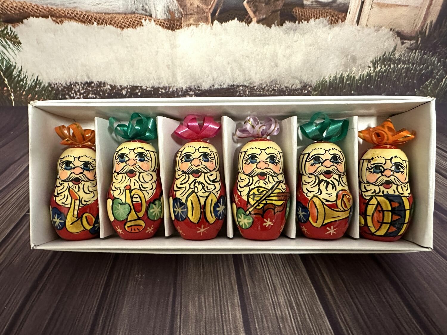 Новогодний набор 6 предметов Дед Мороз матрешка