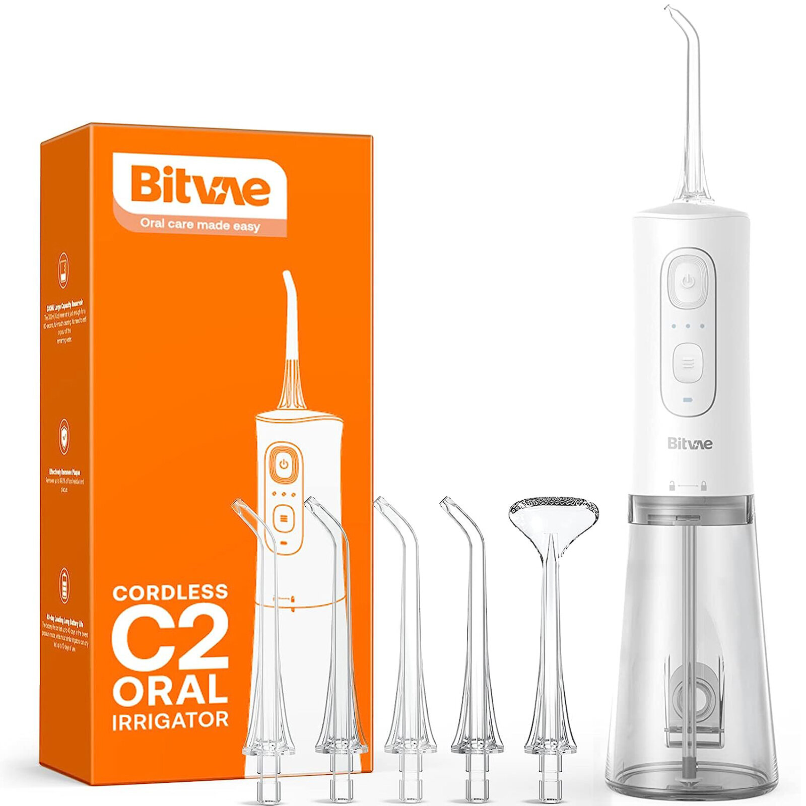 Беспроводной ирригатор полости рта Bitvae, ирригатор для зубов с водой, водонепроницаемый ирригатор IPX7, USB-перезаряжаемый очиститель зубов, водные зубочистки, 3 режима, 6 струйных насадок для чистки зубов