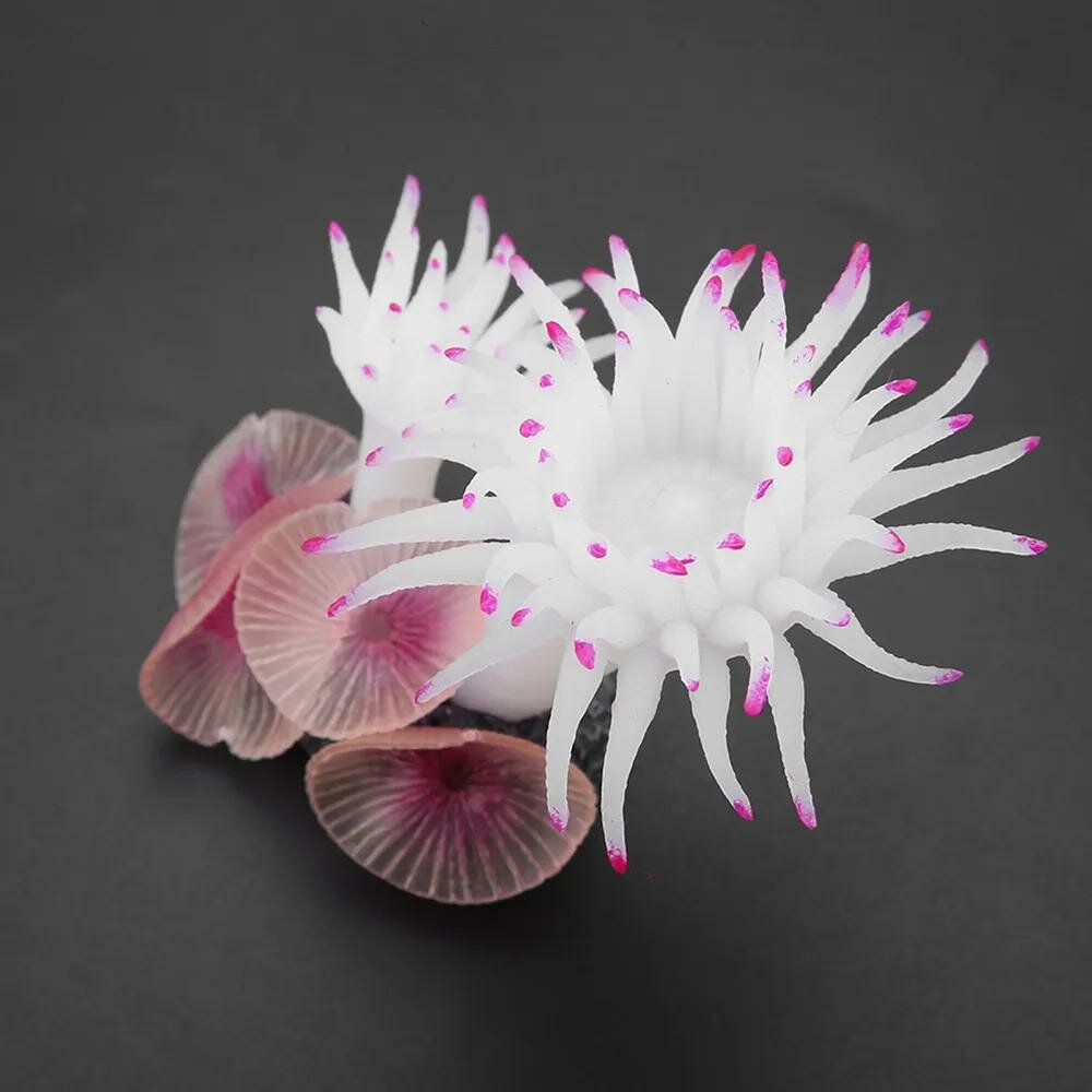 Аквариумная белая цветковая имитационная коралловая декоративная деталь для аквариумов, силиконовая мягкая коралла, размер 11x7x8 см, вес 63 г, упаковка 1 штука