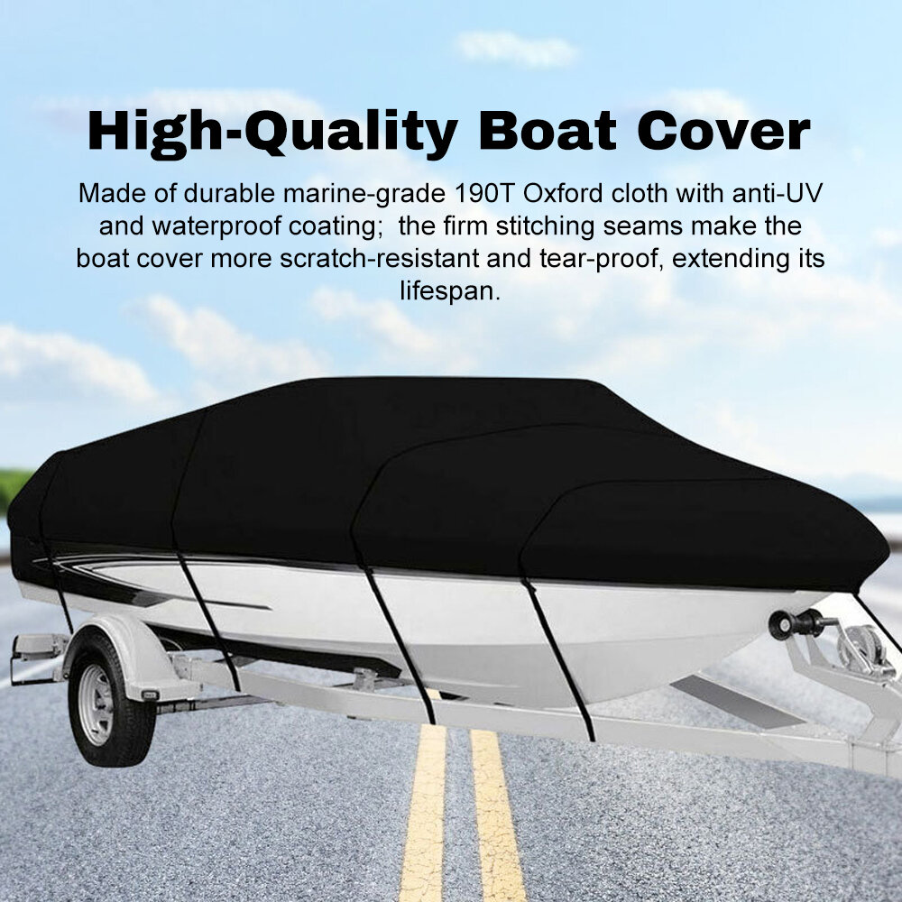 Чехол для лодки, устойчивый к разрывам, с сумкой для хранения. Водонепроницаемый всепогодный чехол для лодки V-Hull, Tri-Hull и Runabout 17–19 футов.