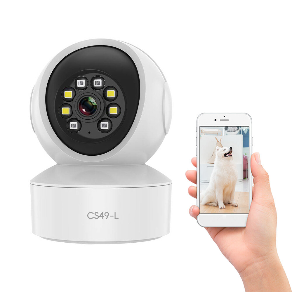 Камера безопасности 3MP WiFi с интернет-портом, панорамная/наклонная, с поворотом 348°, трекинг движений, ИК ночное видение, двусторонний звук, беспроводной монитор для детей, поддержка приложения, белый цвет, 4 белых светодиода, 4 ИК-лучки, поддерживает