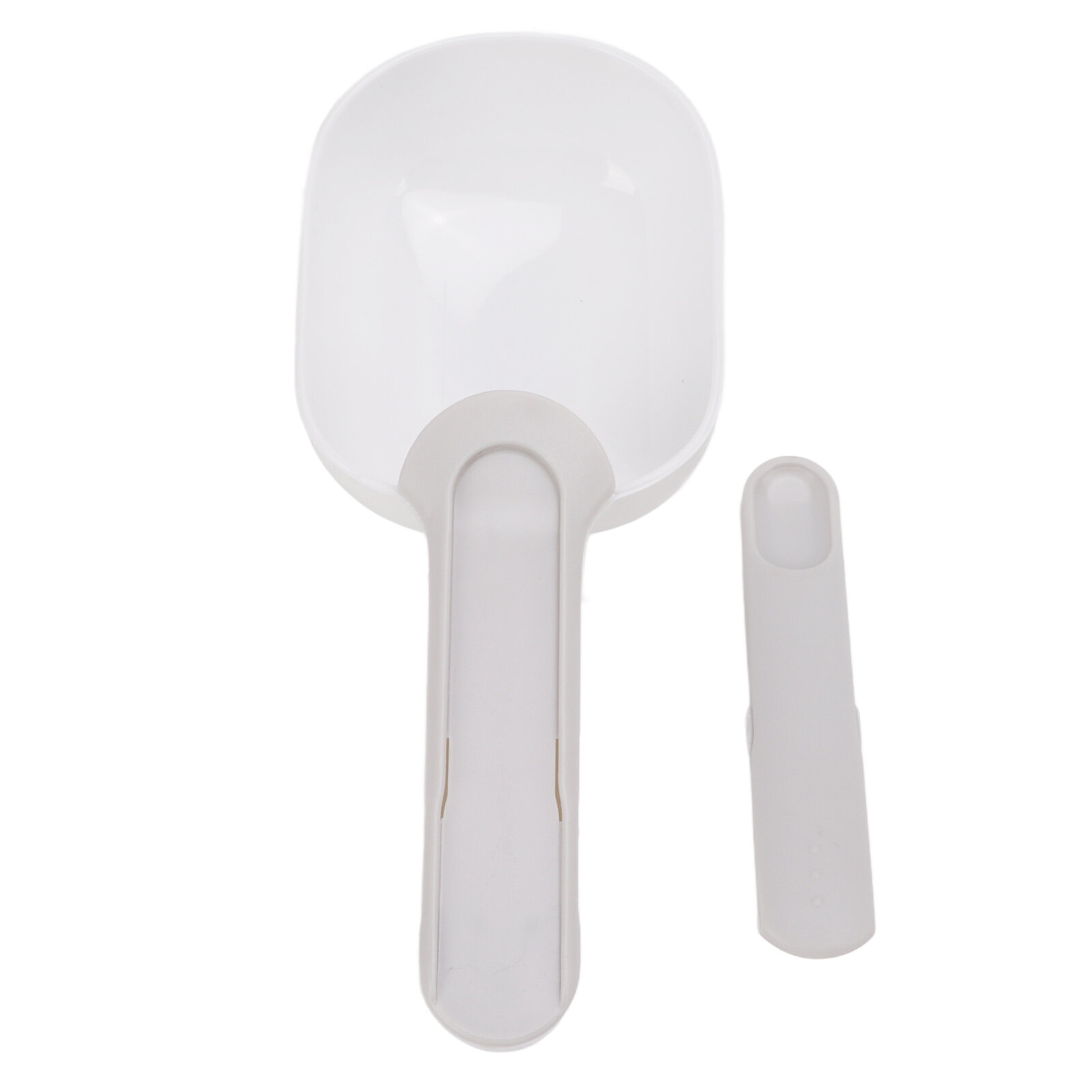 Dog Food Scoop Multifunction Clip Design Long Handle Pet Can Spoon for Cats Dogs Pets(White Grey )