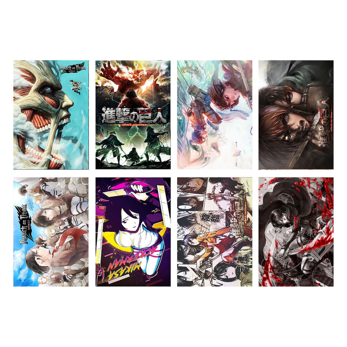 8 шт./упак. Постер аниме Attack on Titan, настенное искусство, картина, домашний декор, декор для семьи, постер, настенные распечатки