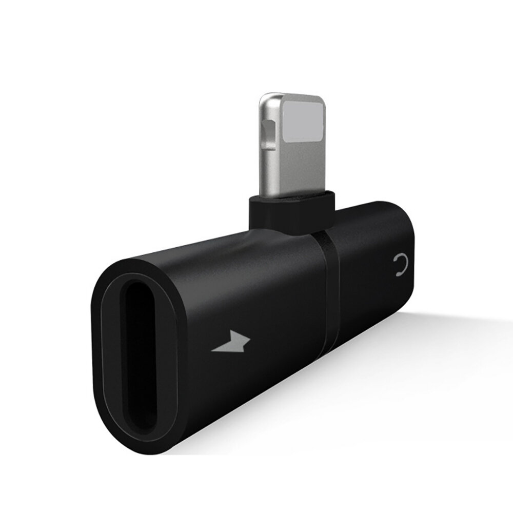 Адаптер-сплиттер Mini Lightning с аудиоразъемом AUX, двойными портами Lightning, разъемом для наушников и зарядным портом для iPhone 7 Plus, 8 Plus, X, черный, серебристый, материал корпуса алюминиевый сплав, длина 26мм, вес 8г, количество 1 шт.