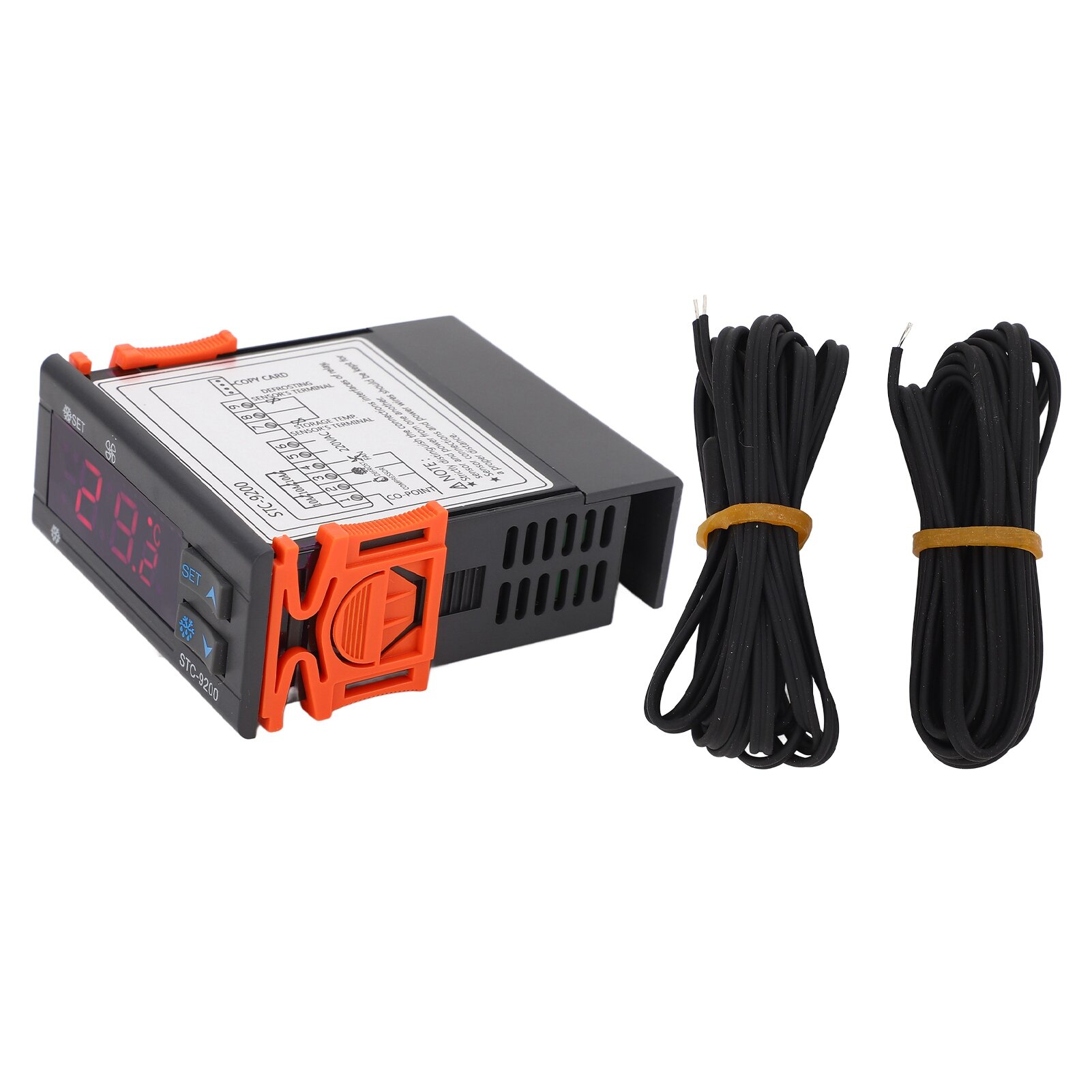 Цифровой терморегулятор с двумя датчиками и светодиодным экраном для морозильной камеры, 220 В переменного тока.