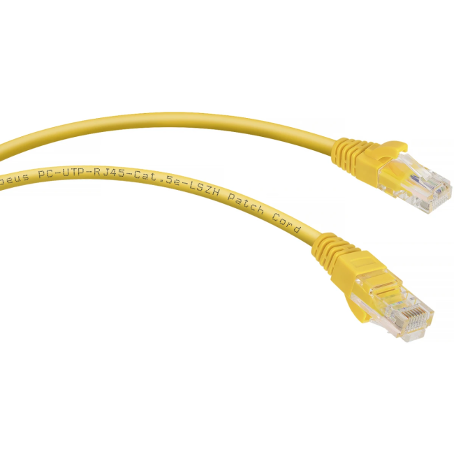 PC-UTP-RJ45-Cat.5e-1m-YL-LSZH Кабель патч-корд U/UTP 5e кат. 1м. Cabeus неэкранированный, желтый