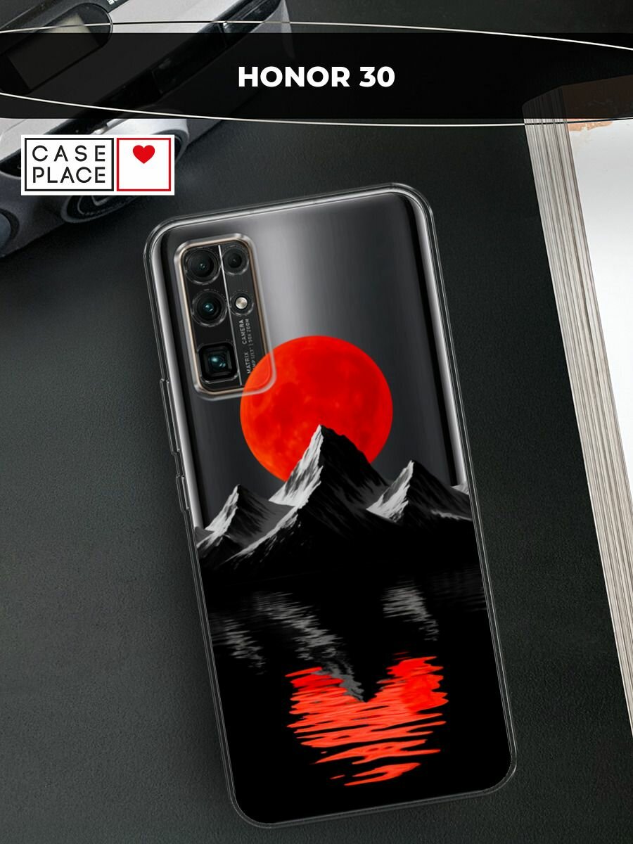 Чехол на Honor 30 / Хонор 30 с принтом Черная гора, прозрачный