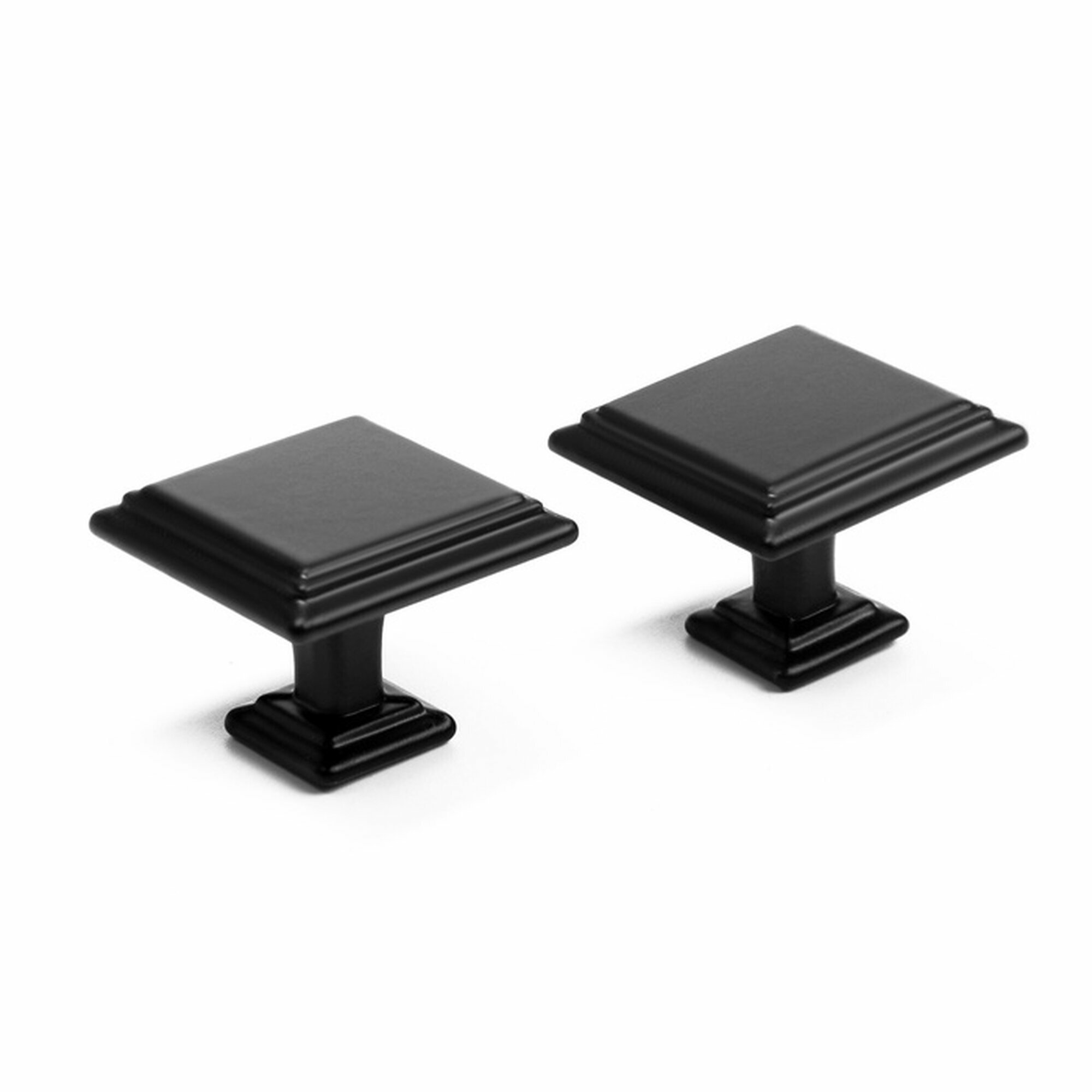 Ручка кнопка тундра РК119BL, квадратная, пластик, черный, 8 штук