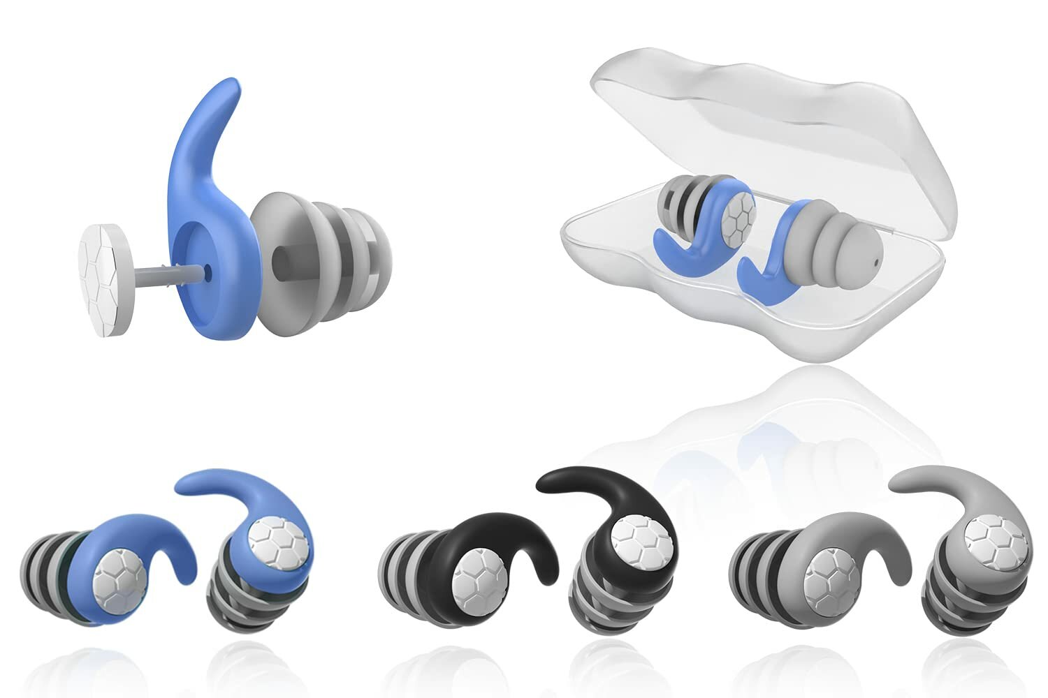 Влагозащищенные силиконовые водонепроницаемые наушники для плавания взрослые, 3 пары, многоразовые, для серфинга, дайвинга, душа, рекомендуемые для 12 лет и старше, эргономичный дизайн, 1 упаковка (3 штуки)