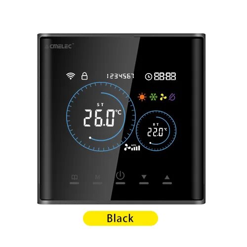 Умный термостат ACMELEC для фанкойлов Black-Wifi