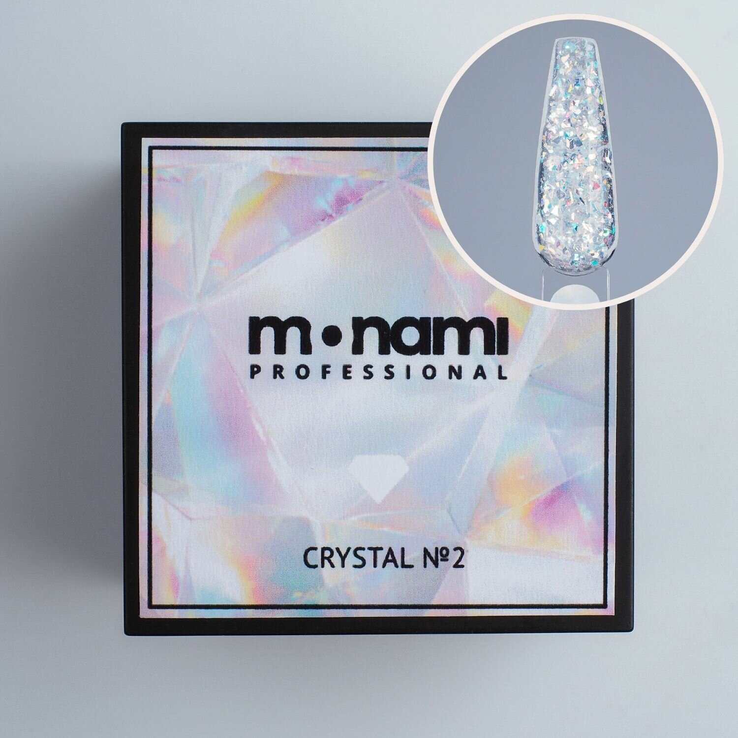Гель для наращивания Monami голографический Crystal Gel №02 15 г без HEMA и TPO