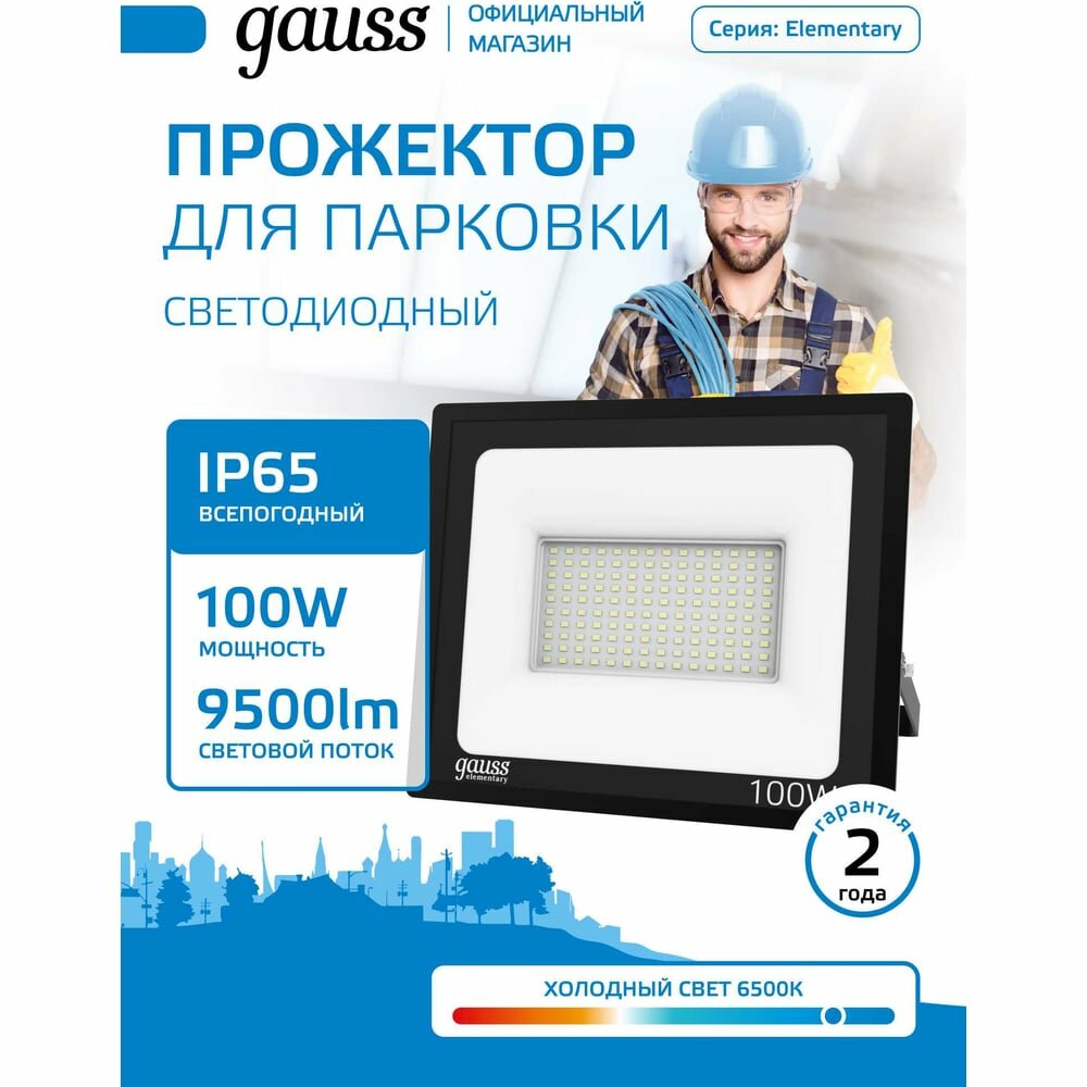 Светодиодный прожектор Gauss LED 100W IP65 6500К