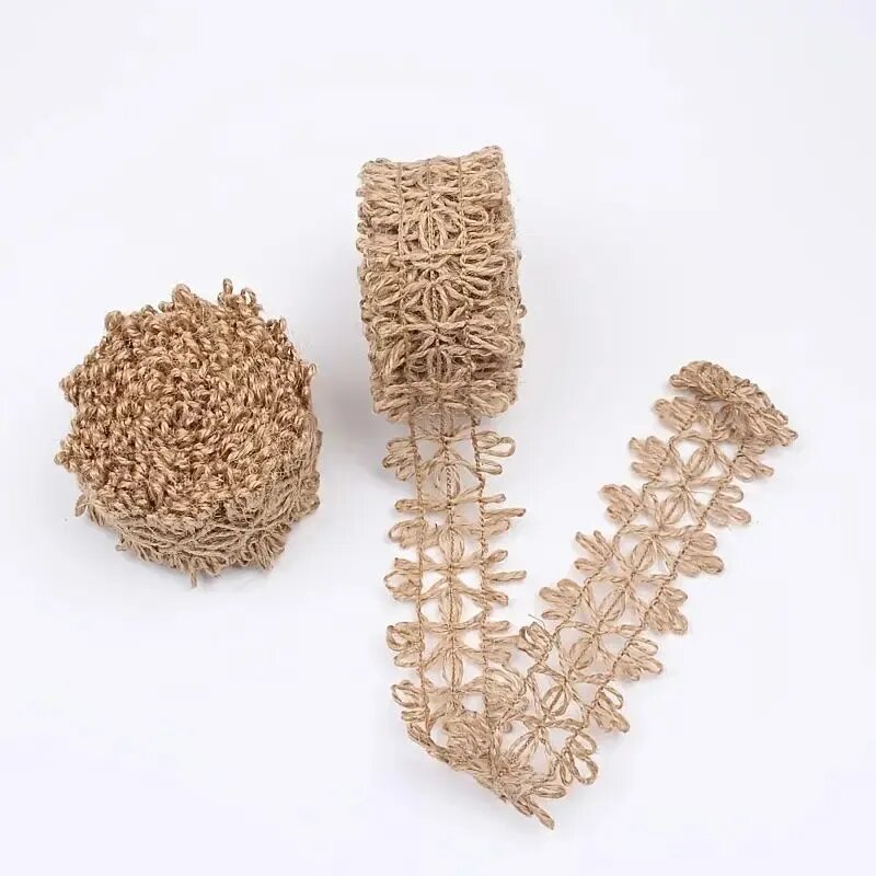 Лента из мешковины, плетеная своими руками, деревенская, ручная работа, джутовая лента, мешковина, для упаковки подарков, праздничного украшения (5 метров)