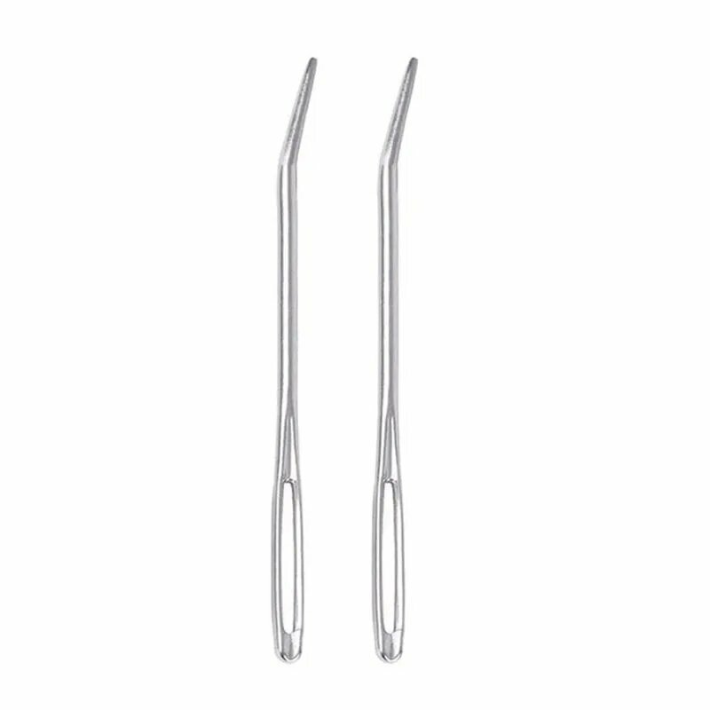 (1 упаковка) Инструмент для вязания изогнутой иглой с большим ушком-серебристый