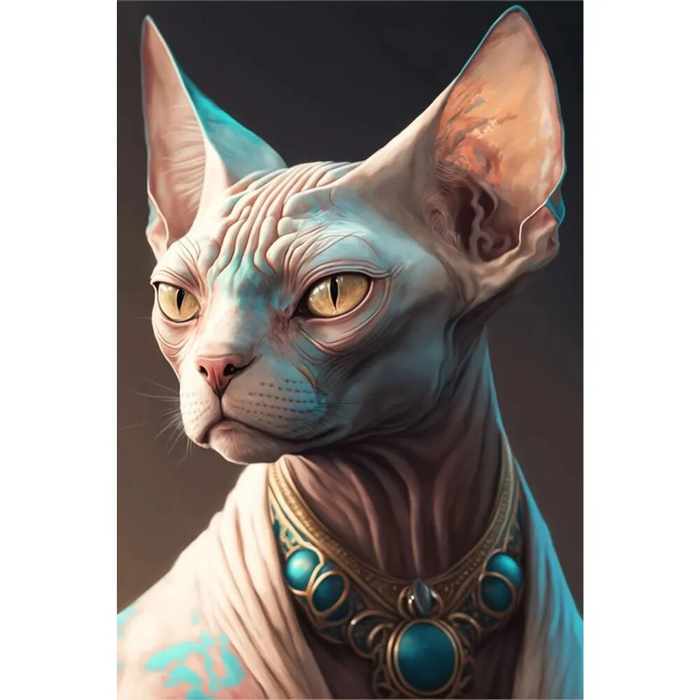 Алмазная Картина "сфинкс, Кот" 40х50 См Алмазная Вышивка / Картина Стразами Подарков