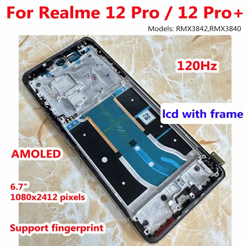 Протестированный лучший 6,7 дюймовый AMOLED ЖК-дисплей с рамкой для Realme 12 Pro 12 Pro + мобильный сенсорный экран 12Pro Plus LCD no fr