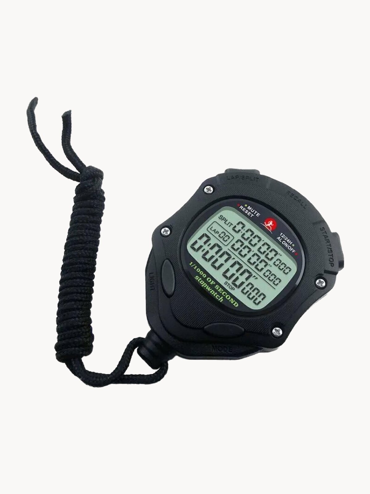 Секундомер HS-80TW-1E с памятью, будильником и таймером ，черное