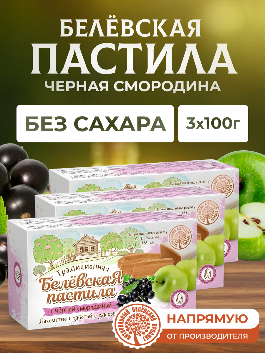 Пастила Натуральный белёвский продукт с черной смородиной 3 шт по 100 г