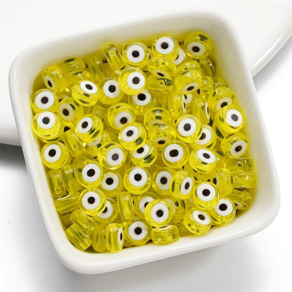 Бусины Кошачий Глаз от Сглаза для Рукоделия, 7х4мм, 30шт, цвет желтый