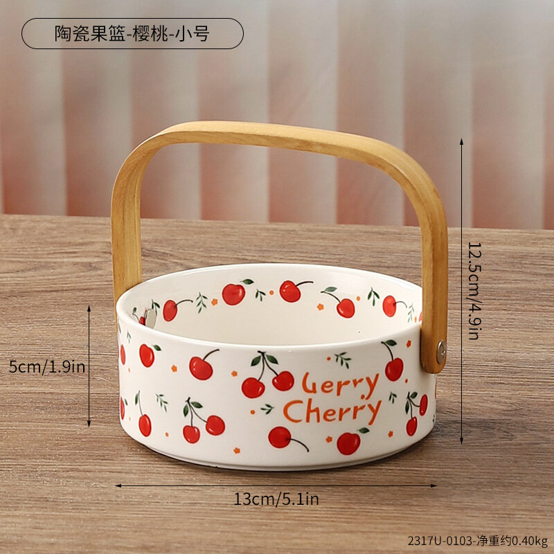 2026 Креативная керамическая ручная корзина для кемпинга на открытом воздухе, корзина для хранения фруктов, корзина для закусок послеобеденного чая, оптовая продажа