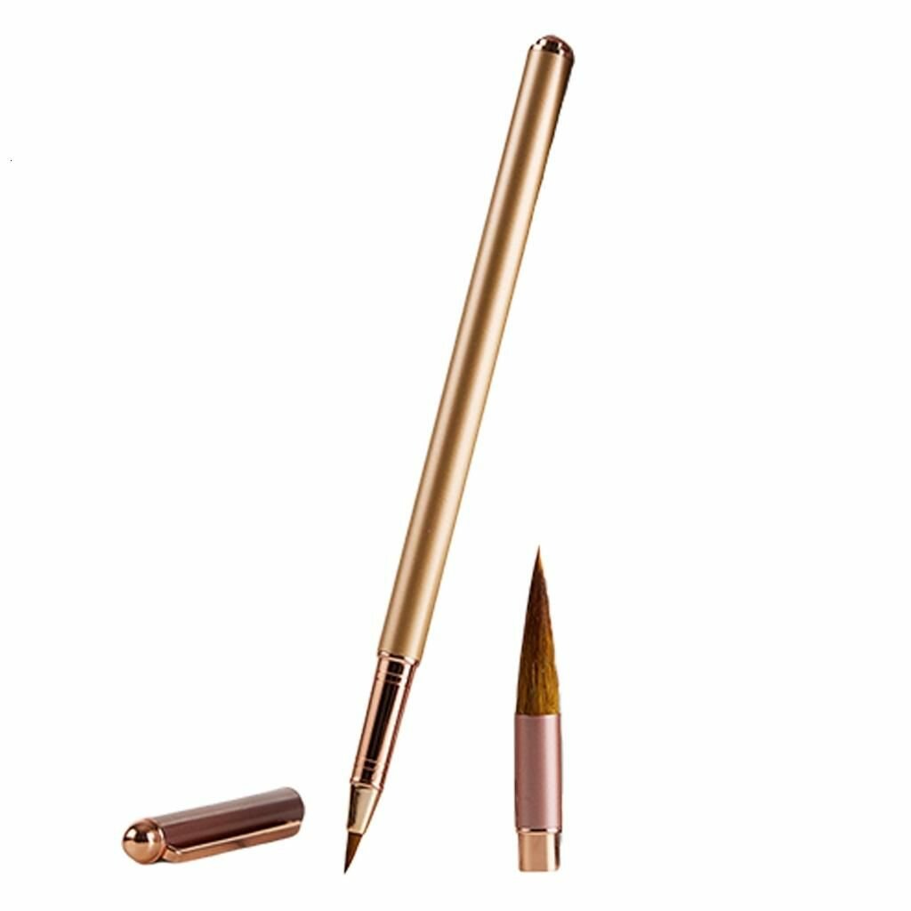 Металлическая каллиграфическая кисть с заменяемыми наконечниками, золотое шампанское