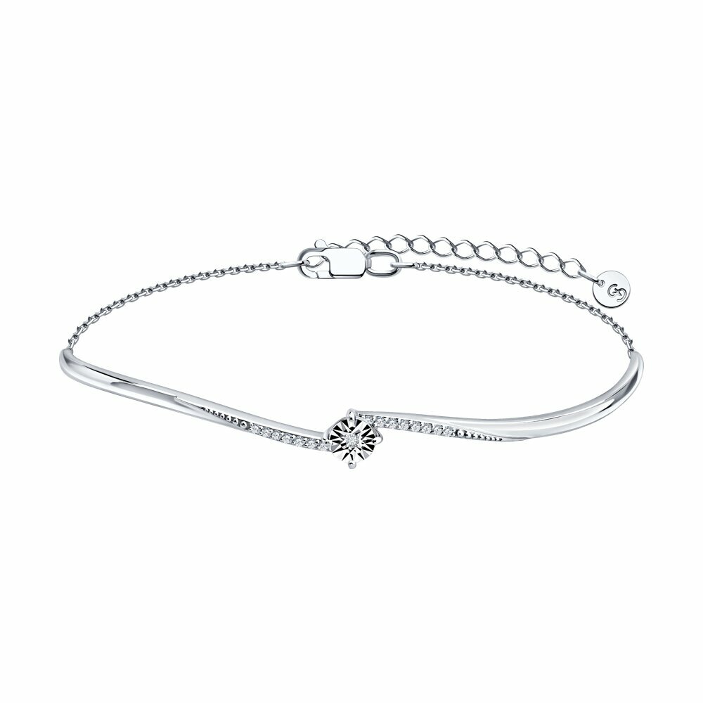 Браслет, белое золото, 585 проба, бриллиант