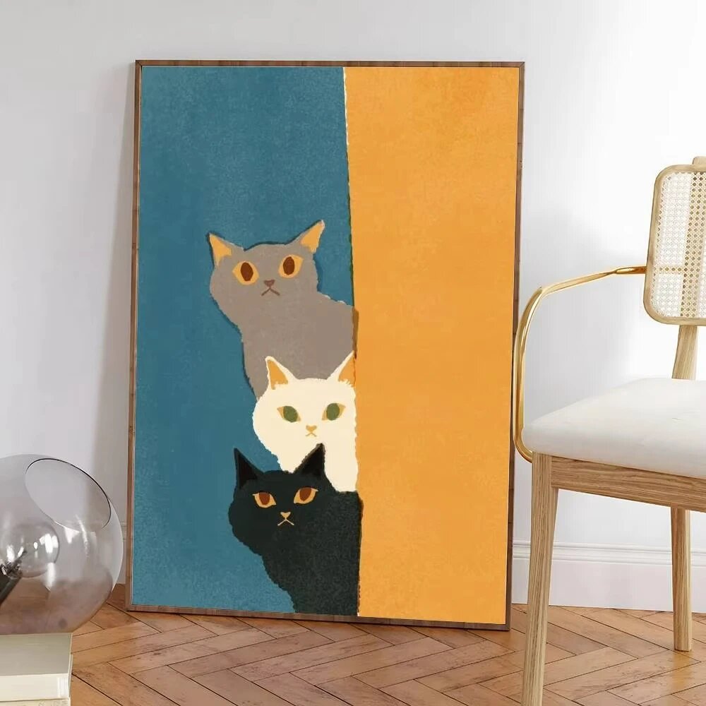 Абстрактная картина с кошкой на холсте 05, 30X40cm Unframed