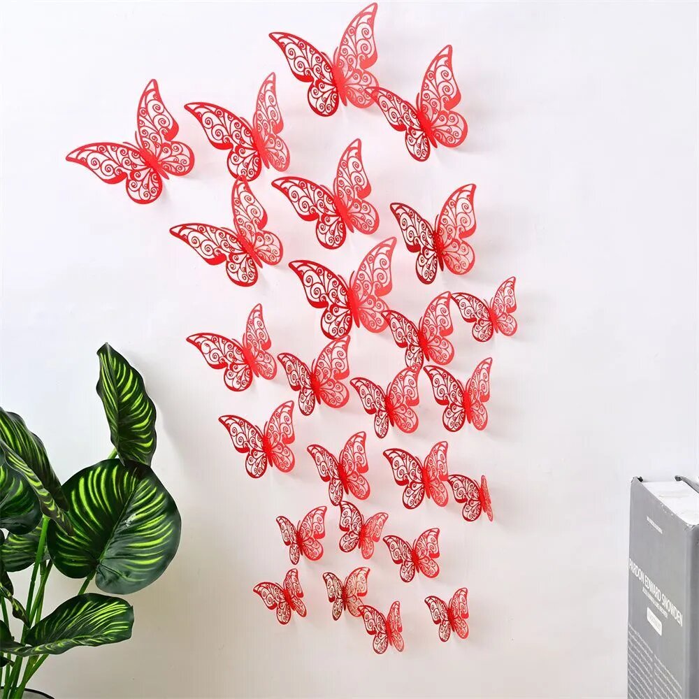 12PCS/Pack 3D наклейки бабочки