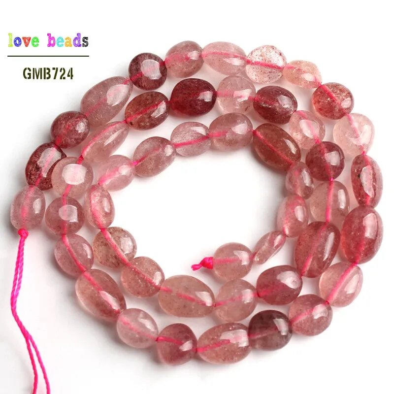 Бусины из аквамарина, ларимар, апатита, лунного камня, 4-8 мм, GMB724 Розовый, strawberry quartz