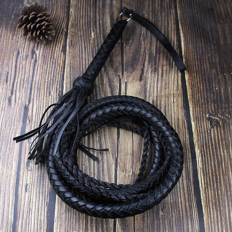 KungFuFan кунг-фу кнут из воловьей кожи 1 метр Черный, black length 250cm