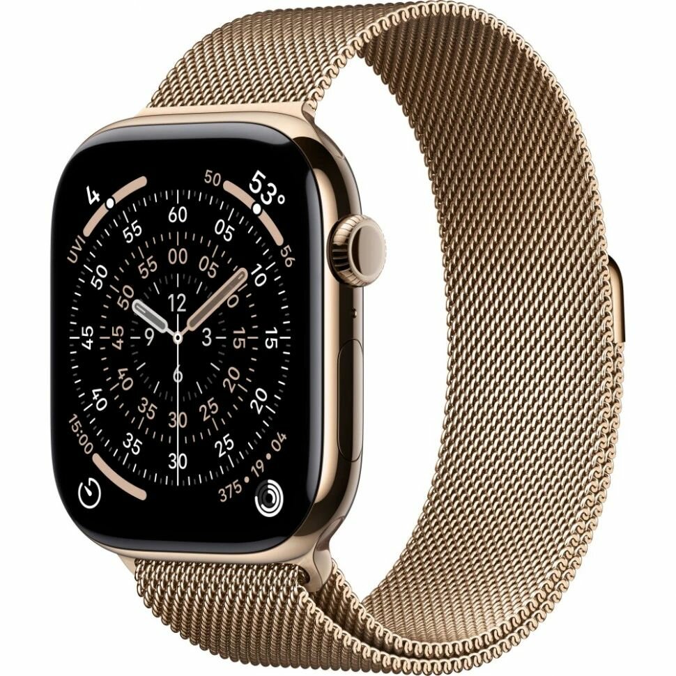 Умные часы Apple Watch Series 11 46 мм Gold Titanium Case, Gold Milanese Loop M/L MFD84