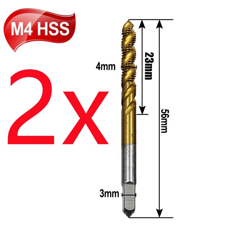 2шт Метчик M4 HSS 56мм