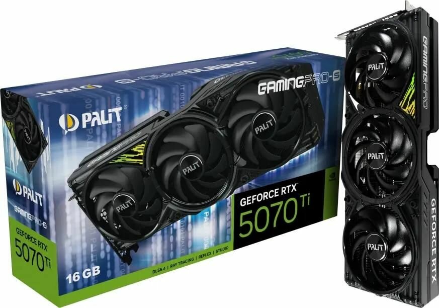 Видеокарта Palit PCI-E 5.0 PA-RTX5070Ti GAMINGPRO-S (NE7507T019T2-GB2031U) черный