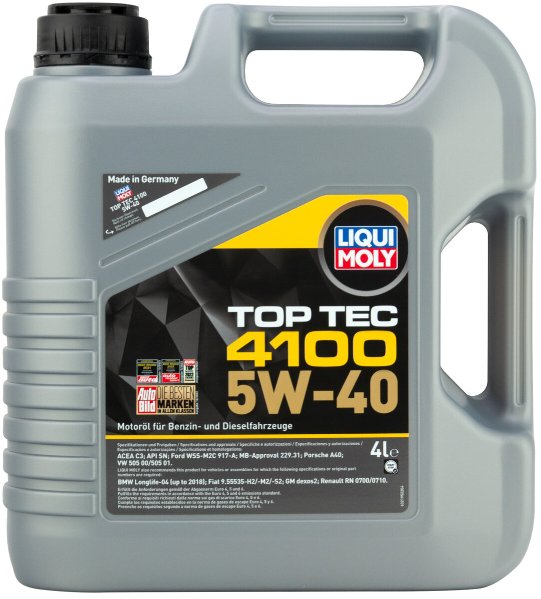 LIQUI MOLY Моторное масло Liqui Moly Top Tec 4100 5W40, MB 229.31, SN, hc-синтетическое, 4л