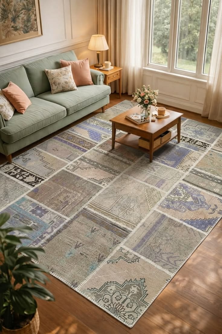 Ковер Ковровый дом Vintage Patchwork Pachwork 2#3, безворсовый, ручной работы, 2x3 м